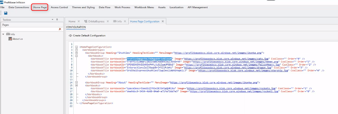 How To Set Up Workbook as a Home Page | Profitbase Docs